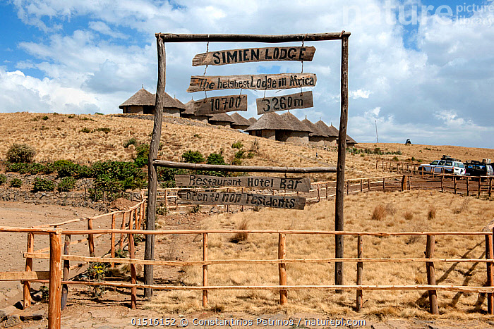 Stock photo of Simien Lodge sign. Simien Lodge is the highest hotel in ...
