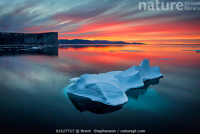 Stock photo of Sunset off Scott Island, with floating pieces of sea ice ...