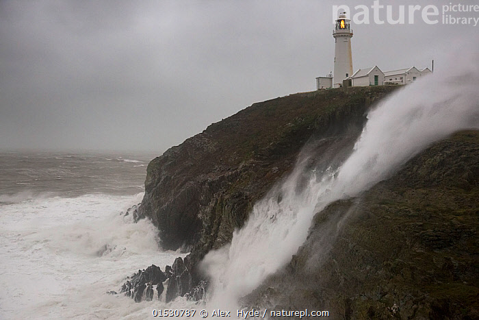 Stock photo of Storm Desmond causing high seas around South Stack ...