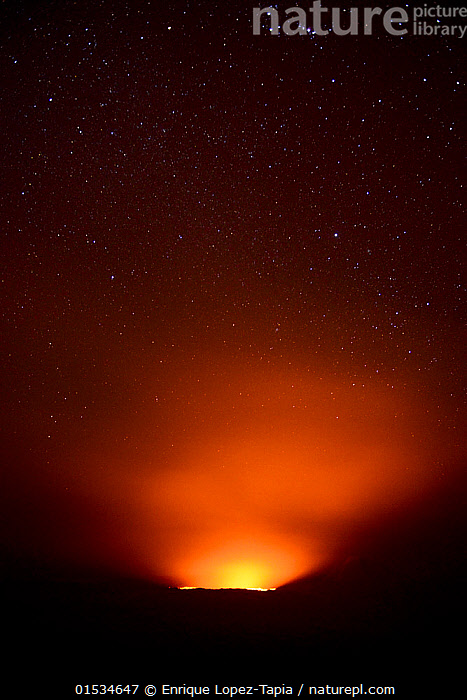 Stock photo of Erta Ale volcano illuminates the starry night. Afar ...