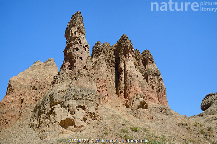 Stock photo of Towers of heavily eroded and weathered soft sandstone ...