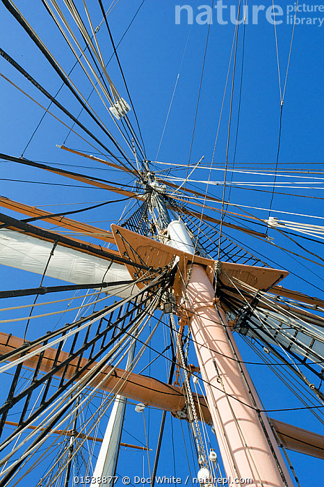 Stock photo of View into rigging aboard the Star of India, an iron ...