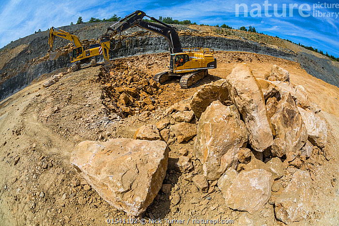 Stock photo of Commercial oolitic limestone extraction for construction ...