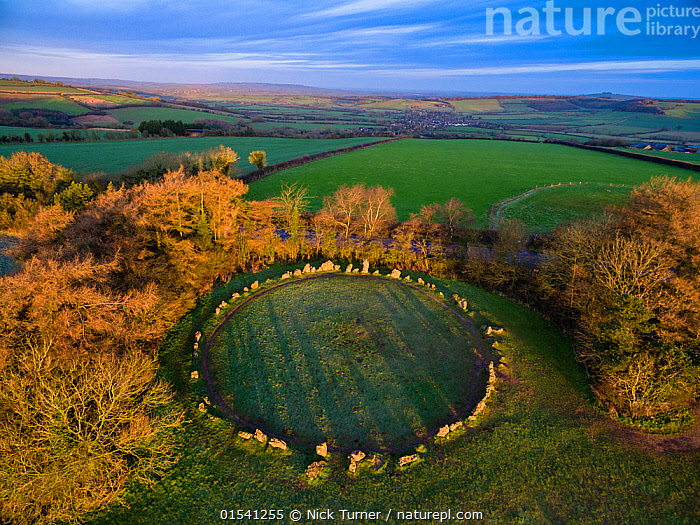 Stock photo of Aerial view of King's Men stone circle, part of ...