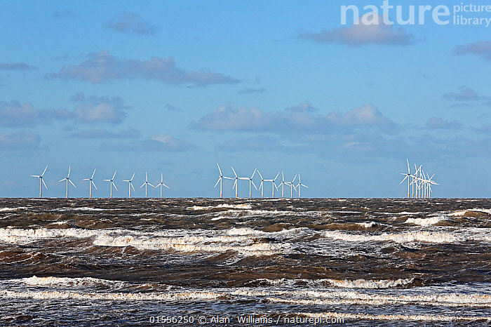 Stock photo of Burbo Bank windfarm in Liverpool Bay viewed from New ...
