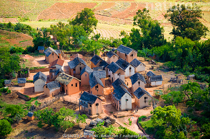 Stock photo of Aerial view of a traditional Betsileo village ...