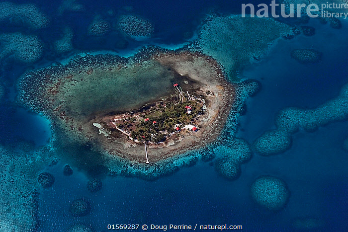 Stock photo of Aerial view of an inhabited coral cay inside the ...