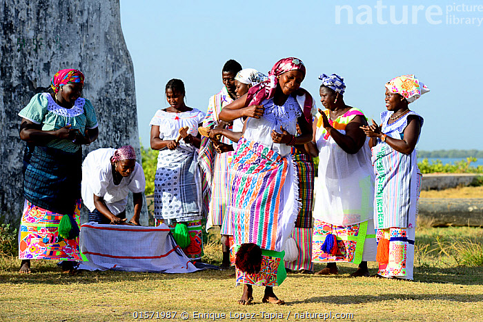 Stock photo of Women dancing with others clapping and playing music for ...