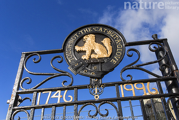 Stock photo of MacPherson clan motto on gate, with reference to ...