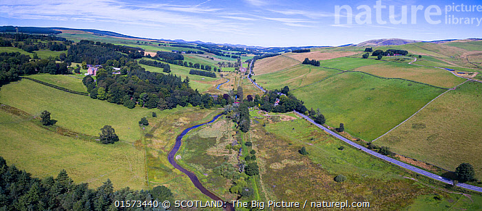 Stock photo of Aerial view of countryside where re-meandering of ...