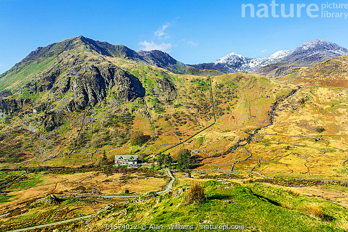 Stock photo of Pipeline from Llyn Llydaw reservoir on Mount Snowdon to ...