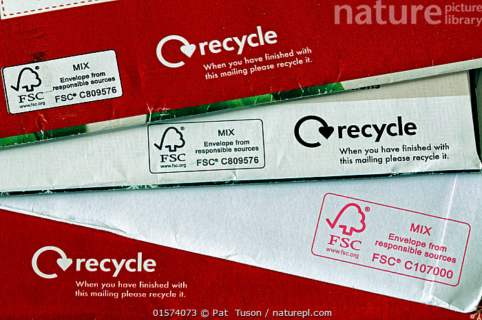 Stock photo of Please recycle printed on the bottom of envelopes ...