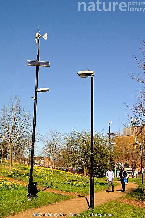 Stock photo of Wind and solar powered lamppost or lamp post alongside ...