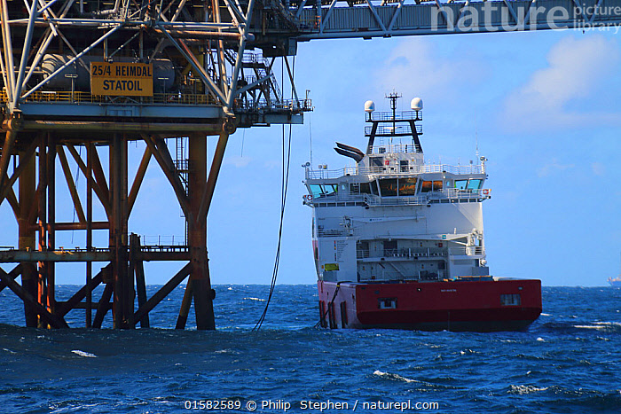 Stock photo of 'Heimdal' oil production platform with Platform supply ...