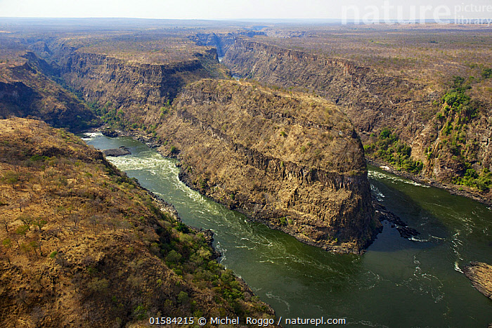 Stock photo of Aerial view of Batoka Gorge, Zambezi river downstream of ...