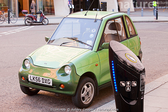 Stock photo of G-Wiz electric car on the streets of London, England, UK ...