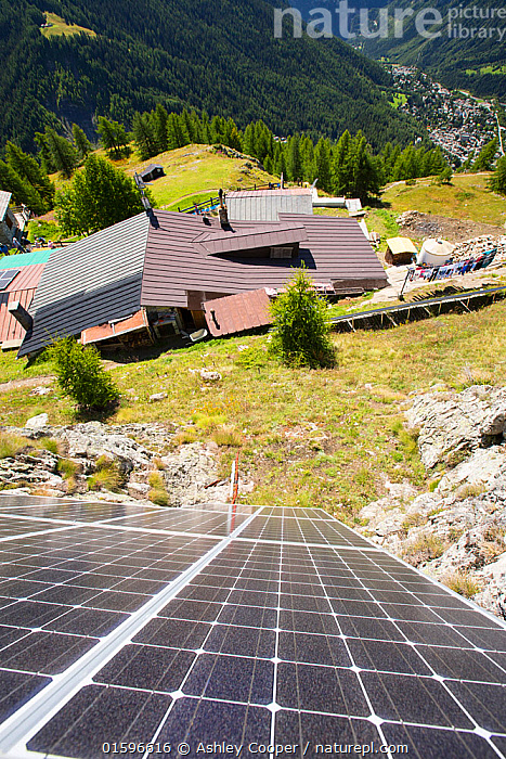 Stock photo of Solar panels attached to a cliff above the Refuge ...