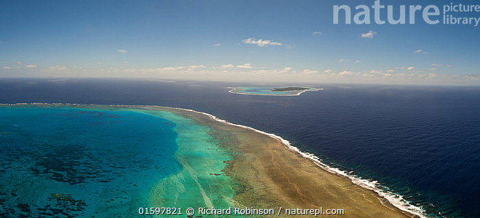 Stock photo of Aerial view of Vuata Vatoa Reef looking towards Vatoa ...