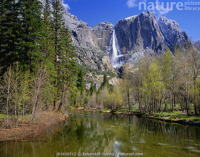 Stock photo of The Merced River and Upper Yosemite Falls in Yosemite ...
