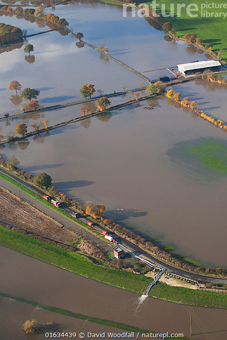 Stock photo of Aerial view of River Don showing flooded areas, Fishlake ...