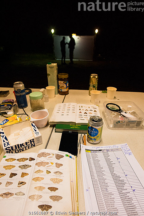 Stock photo of Identification guides and equipment laid out during ...