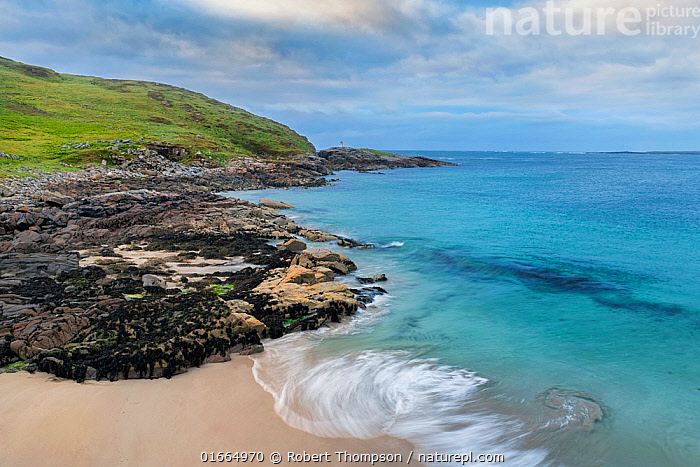 Stock photo of Rocky shore and coastline. Old Lighthouse, Mulroy Bay ...