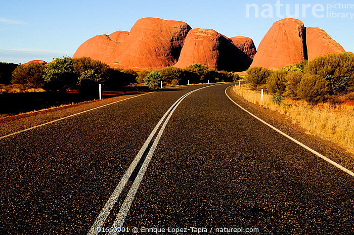 Stock photo of Road approaching Uluru / Ayers Rock. Uluru-Kata Tjuta ...
