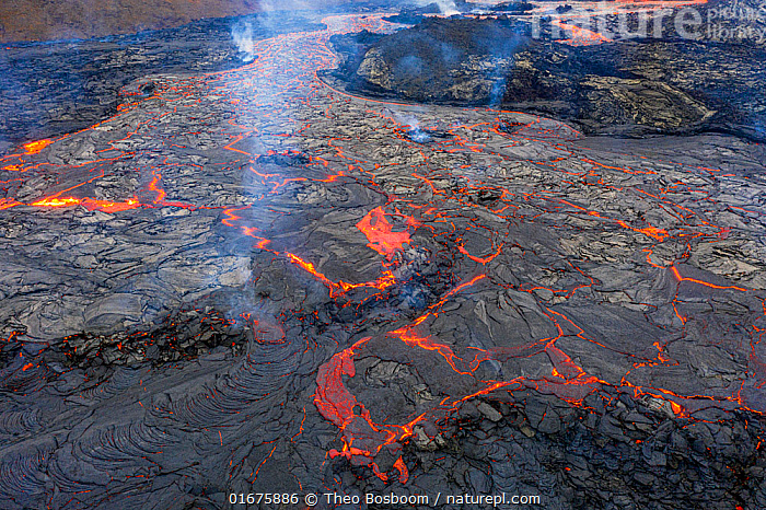 Stock photo of Aerial view of one of the main lava flows at the ...
