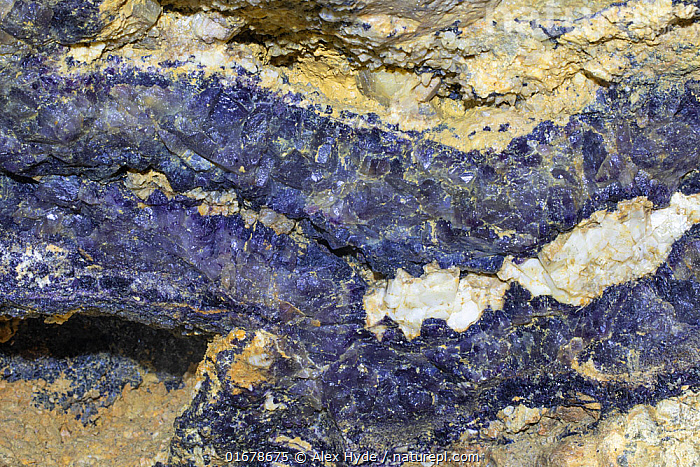 Stock photo of Vein of Blue John fluorite exposed by historical lead ...