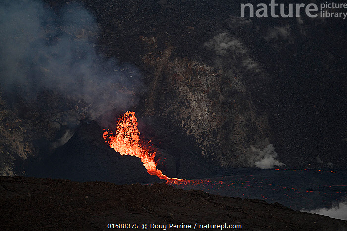 Stock photo of Hot lava spewing from a vent within a spatter cone. This ...
