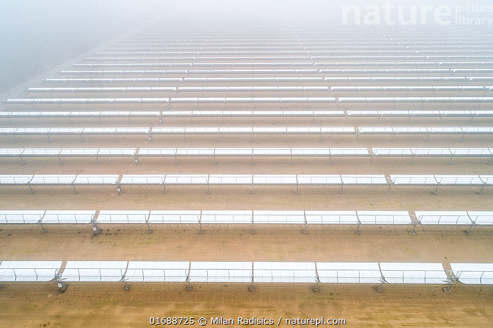 Stock photo of Solar plant with parabolic mirrors, complex of parabolic ...
