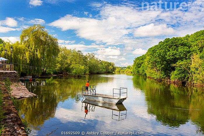 Stock photo of An old wire pull ferry crossing the River Wye, Symonds ...