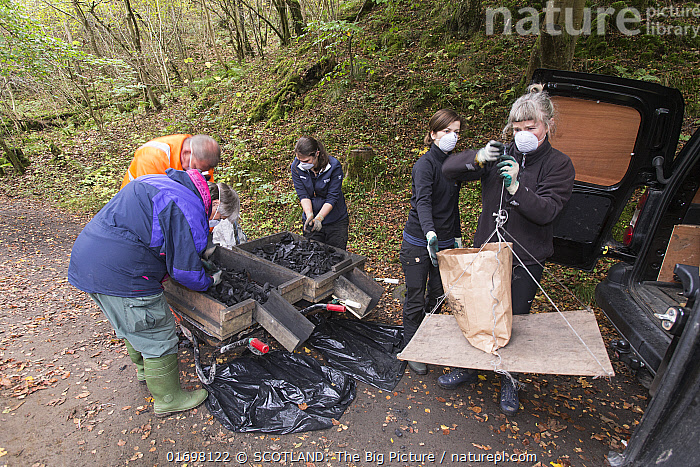 Stock photo of Two National Trust volunteers bagging up handmade ...