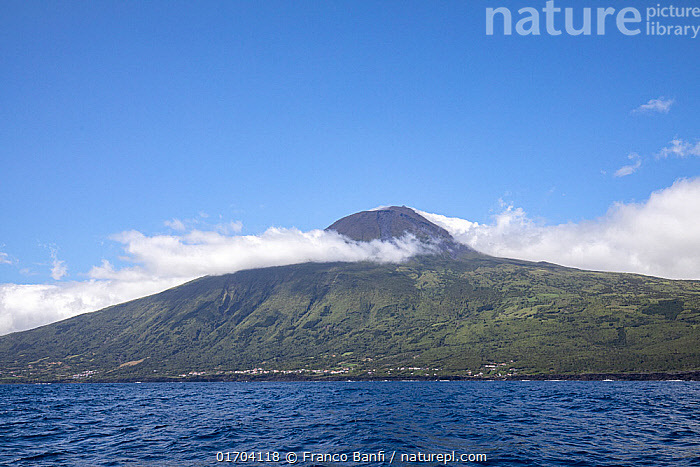 Stock photo of Mount Pico with summit in clouds. Pico island, Azores ...