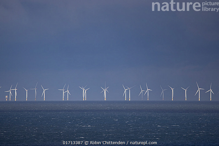 Stock photo of Wind turbines out at sea, Weybourne, Norfolk, UK ...