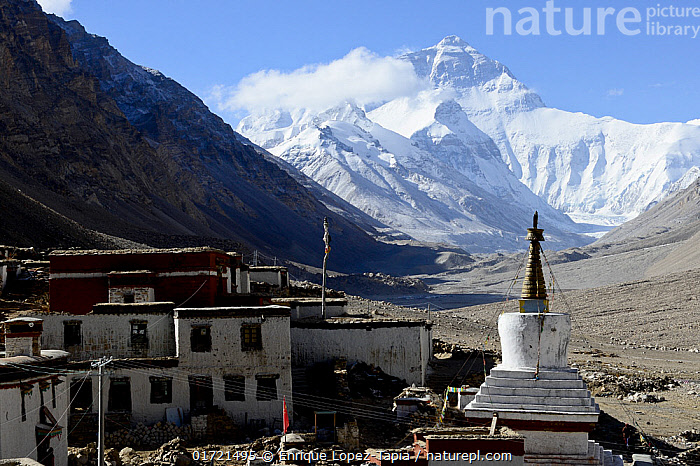 Stock photo of Rongbuk Monastery (at 4,900m), highest Tibetan monastery ...