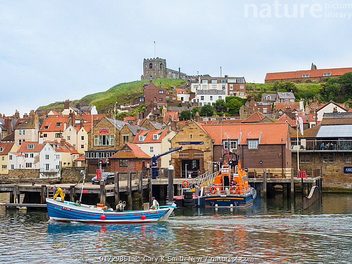 Stock photo of Lifeboat in front of the RNLI Lifeboat station in Whitby ...