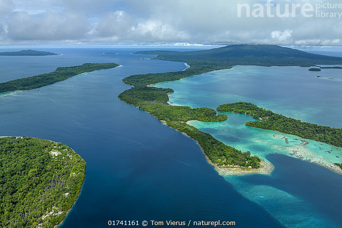 Stock photo of Aerial view of a part of the Marovo lagoon, the largest ...