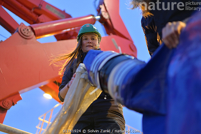 Stock photo of Marine biologists using the Rectangular Midwater Trawl ...