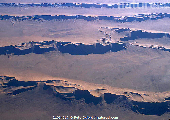 Stock photo of Aerial view of linear sand dunes. Skeleton coast Namibia ...